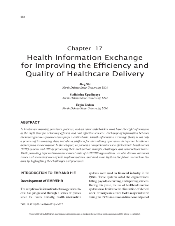 (PDF) Health Information Exchange for Improving the Efficiency and ...