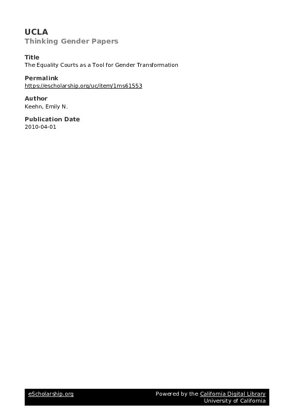 (PDF) The Equality Courts as a Tool for Gender Transformation
