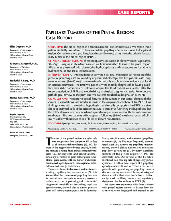 (PDF) Papillary Tumors of the Pineal Region