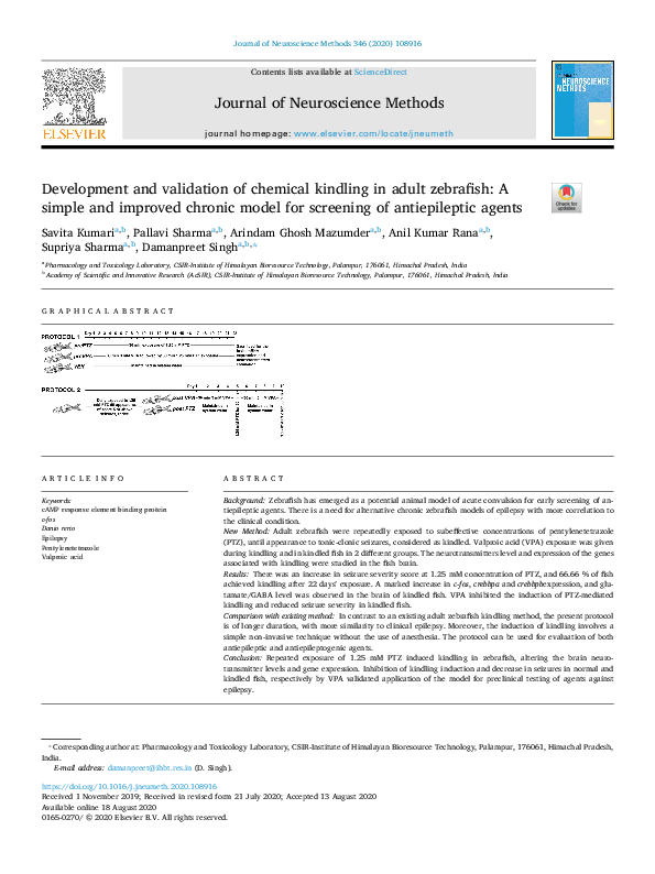 (PDF) Development and validation of chemical kindling in adult ...