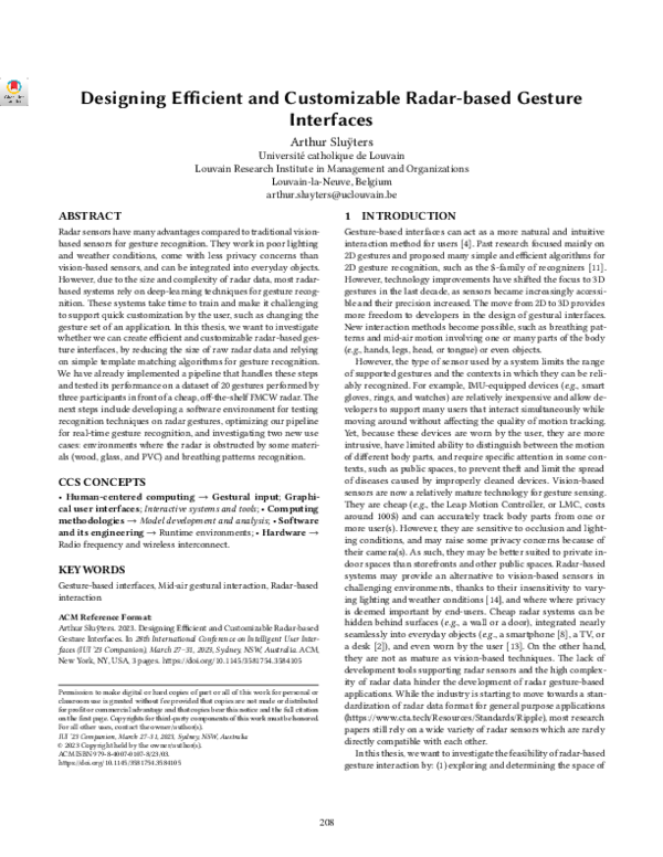 (PDF) Designing Efficient and Customizable Radar-based Gesture Interfaces