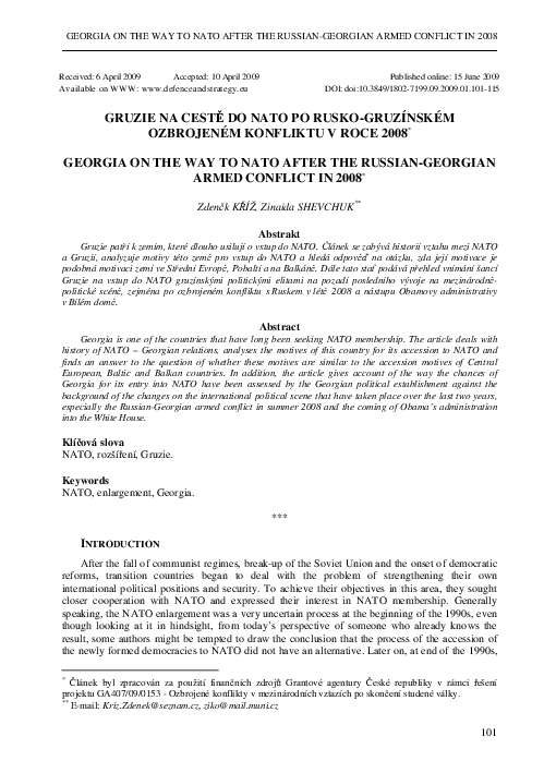 (PDF) Georgia on the way to NATO after the Russian-Georgian armed ...