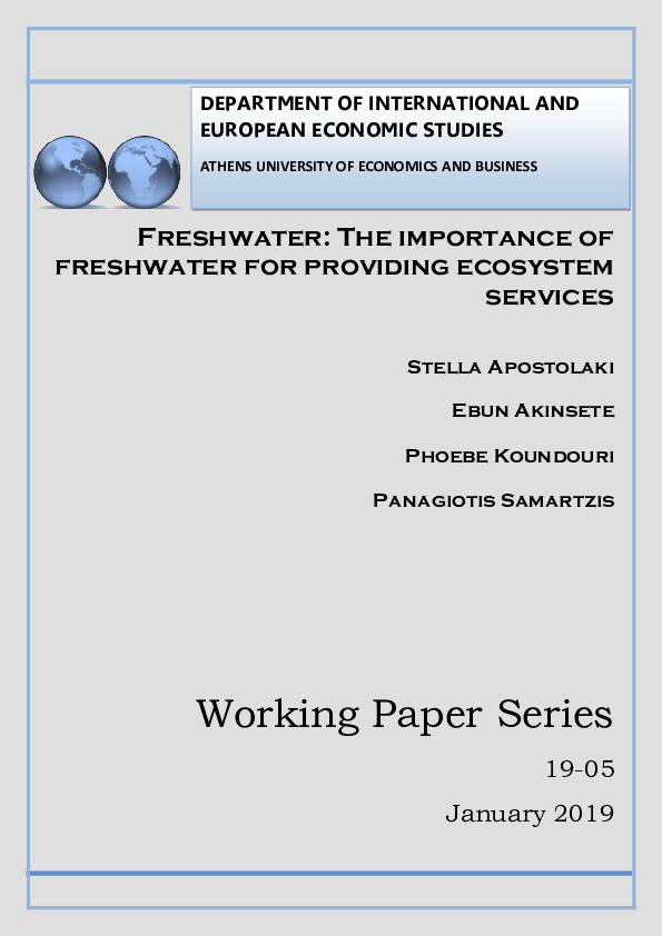 (PDF) Freshwater: The Importance of Freshwater for Providing Ecosystem ...