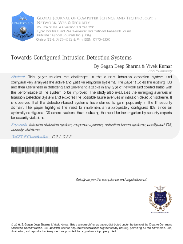 Pdf Towards Configured Intrusion Detection Systems Gagan Deep
