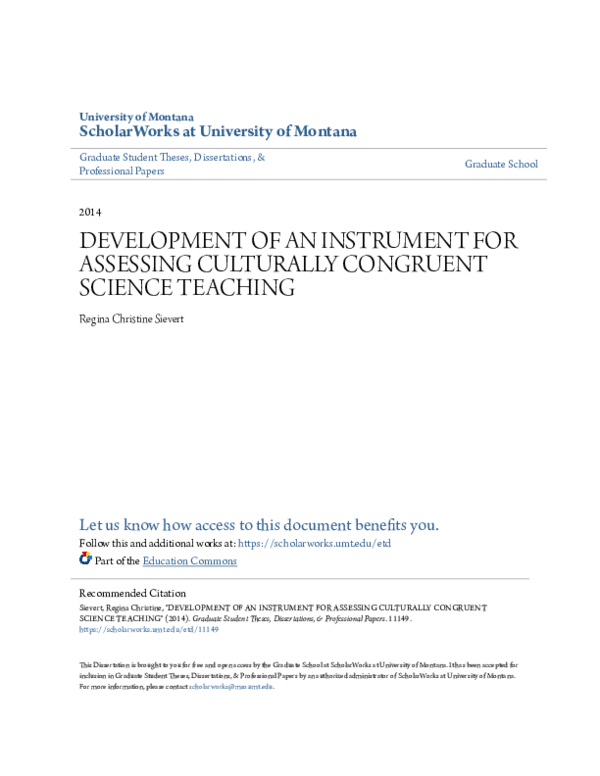 (PDF) Development of an Instrument for Assessing Culturally Congruent ...