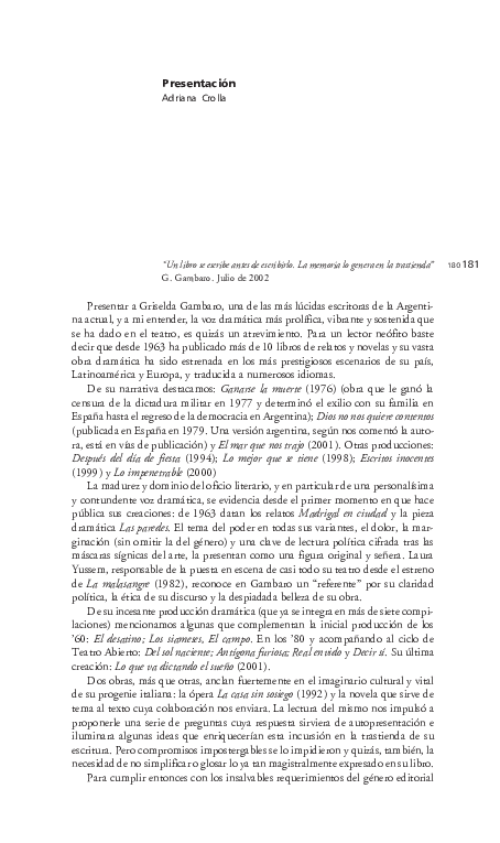 (PDF) Presentación de Griselda Gambaro