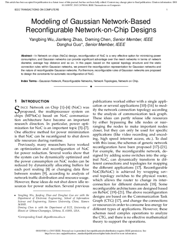 (PDF) Modeling of Gaussian Network-Based Reconfigurable Network-on-Chip ...