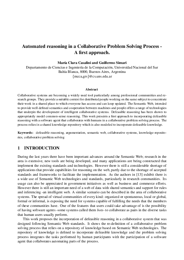 (PDF) Automated reasoning in a collaborative problem solving process