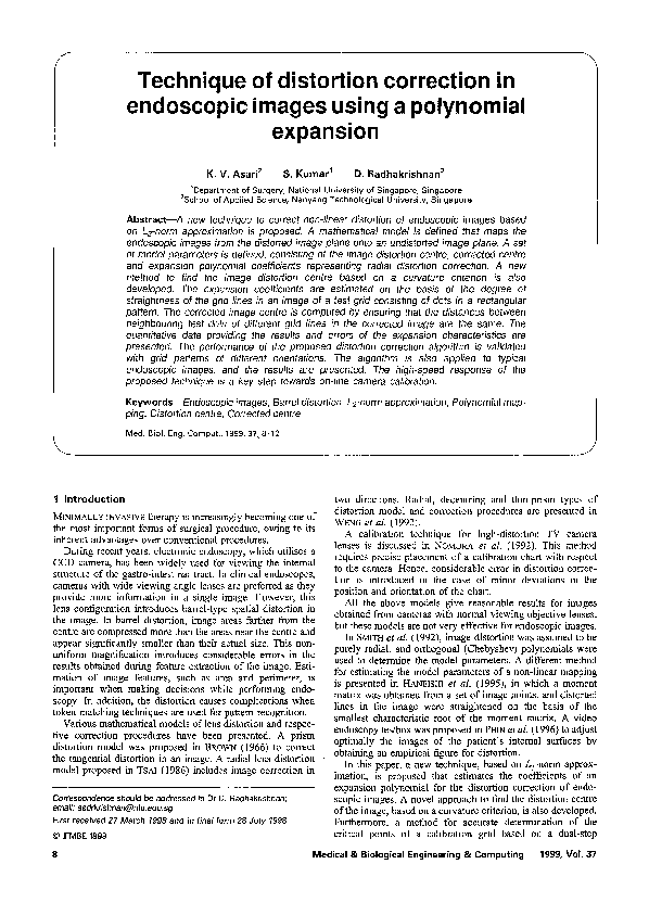 (PDF) Technique of distortion correction in endoscopic images using a polynomial expansion ...