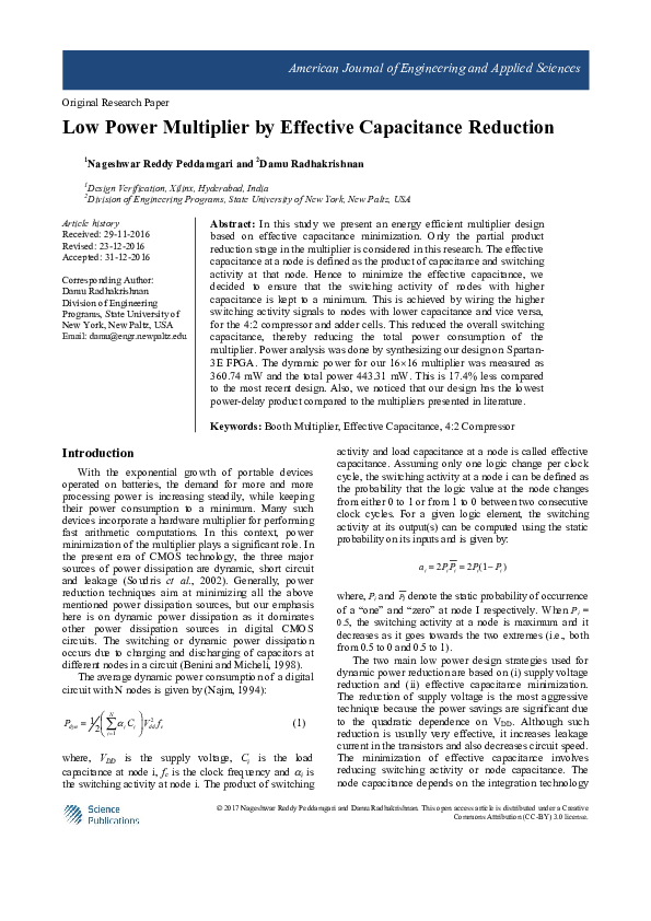 (PDF) Low Power Multiplier by Effective Capacitance Reduction