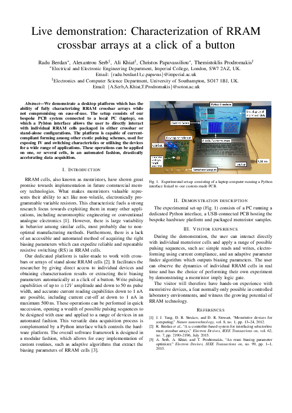 (PDF) Live demonstration: Characterization of RRAM crossbar arrays at a ...