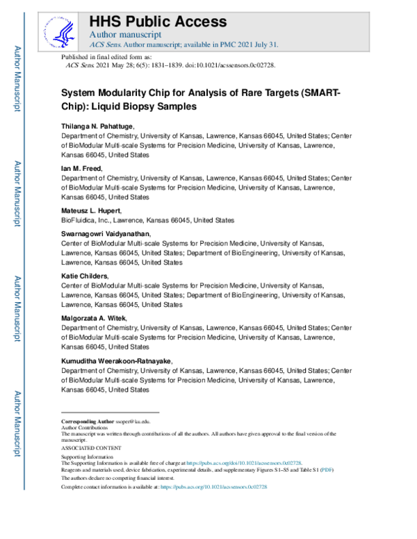 (PDF) System Modularity Chip for Analysis of Rare Targets (SMART-Chip ...