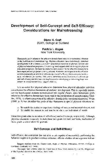 (PDF) Development of Self-Concept and Self-Efficacy: Considerations for Mainstreaming