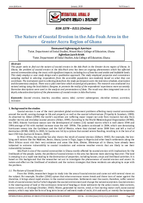 (PDF) The Nature of Coastal Erosion in the Ada-Foah Area in the Greater ...