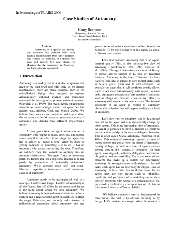 (PDF) Case Studies of Autonomy