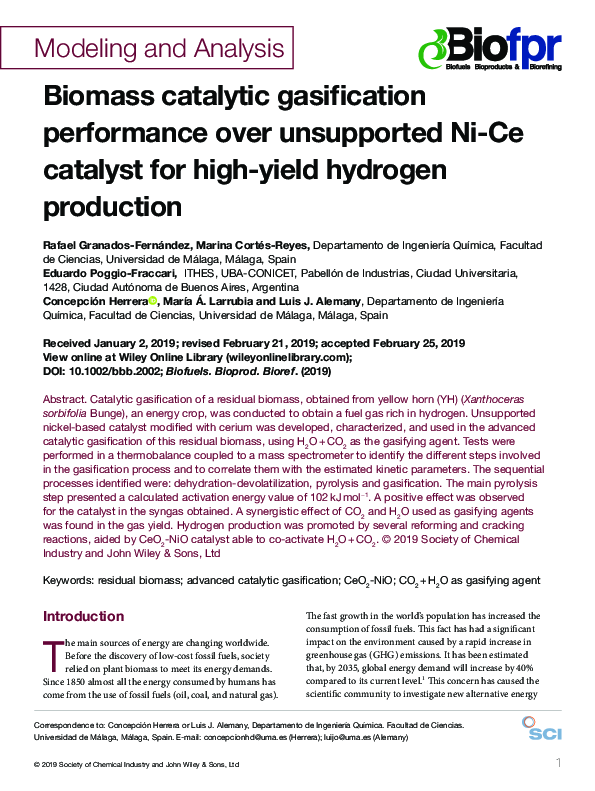 (PDF) Biomass catalytic gasification performance over unsupported Ni‐Ce ...