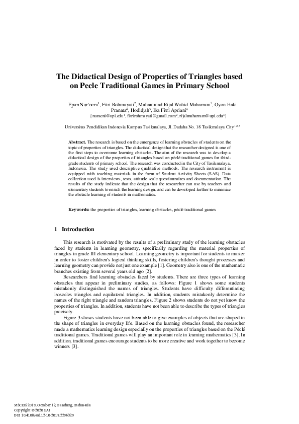 (PDF) The Didactical Design of Properties of Triangles based on Pecle ...