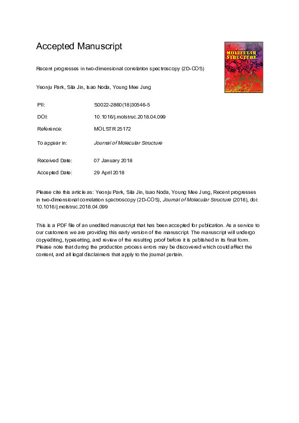 (PDF) Recent progresses in two-dimensional correlation spectroscopy (2D ...