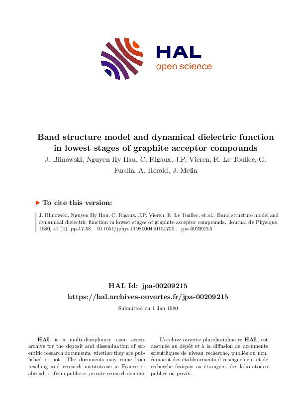 (PDF) Band structure model and dynamical dielectric function in lowest ...