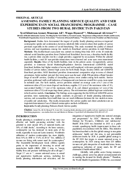 (PDF) Assessing Family Planning Service Quality And User Experiences In ...