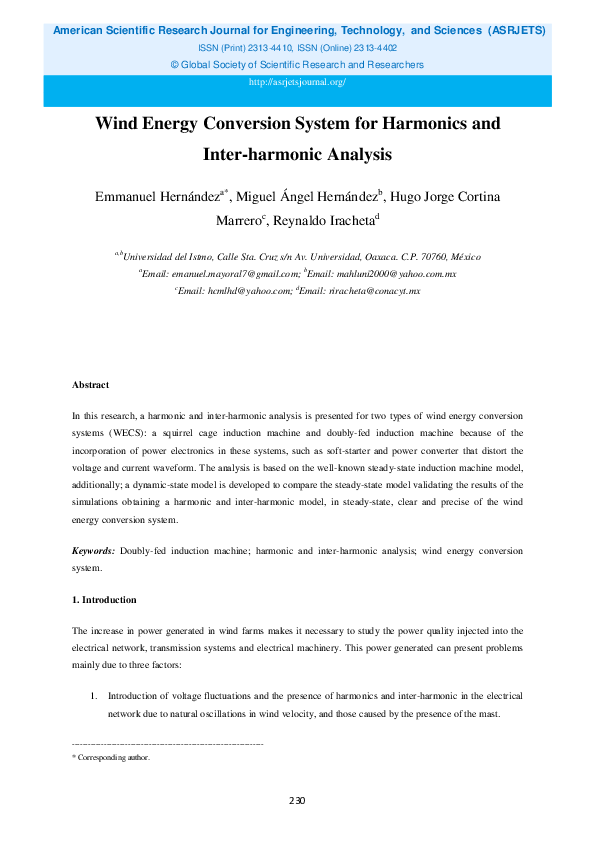 (PDF) Wind Energy Conversion System for Harmonics and Inter-harmonic Analysis