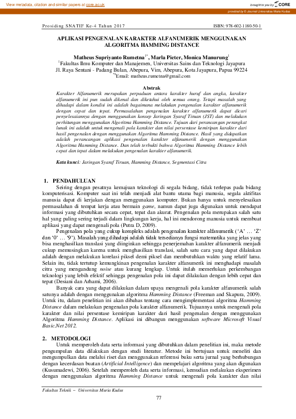 (PDF) Aplikasi Pengenalan Karakter Alfanumerik Menggunakan Algoritma ...