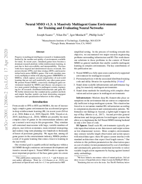 (PDF) Neural MMO v1.3: A Massively Multiagent Game Environment for Training and Evaluating ...