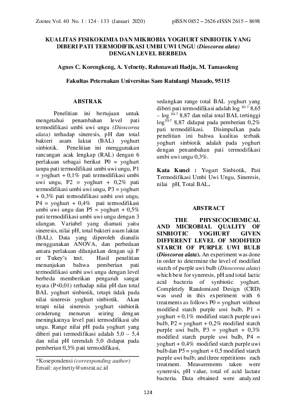 (PDF) KUALITAS FISIKOKIMIA DAN MIKROBIA YOGHURT SINBIOTIK YANG DIBERI ...