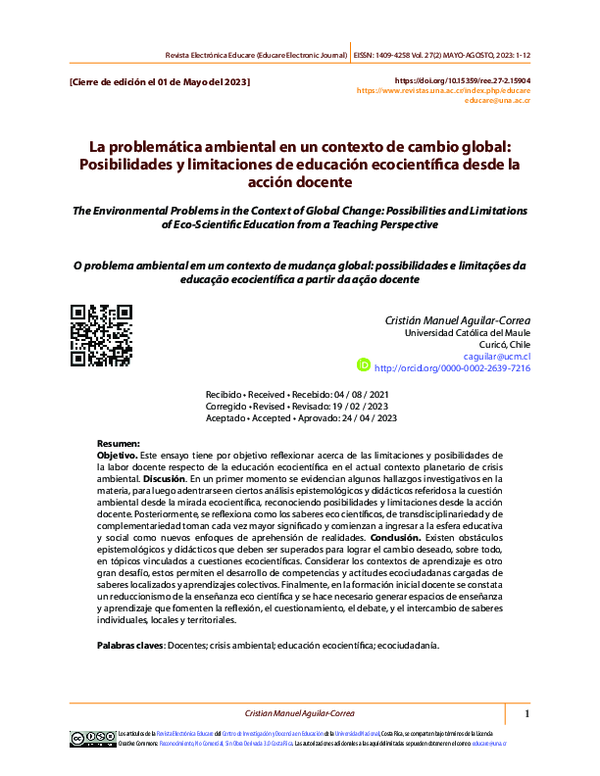 (PDF) La problemática ambiental en un contexto de cambio global ...