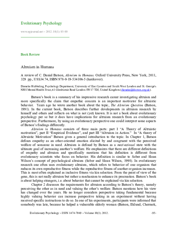 (PDF) Altruism in Humans