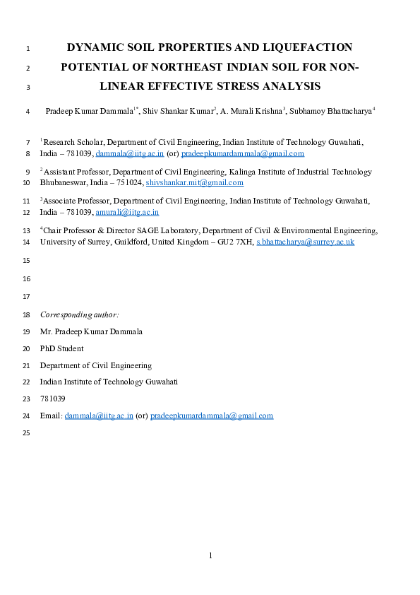 (DOC) Dynamic soil properties and liquefaction potential of northeast ...