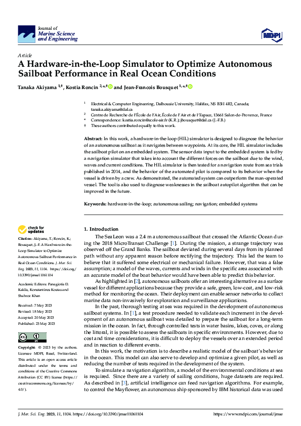 (PDF) A Hardware-in-the-Loop Simulator to Optimize Autonomous Sailboat Performance in Real Ocean ...