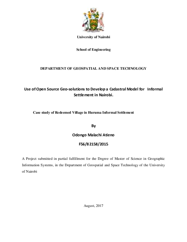 (PDF) Use of open source Geo-solutions to develop a Cadastral model for ...