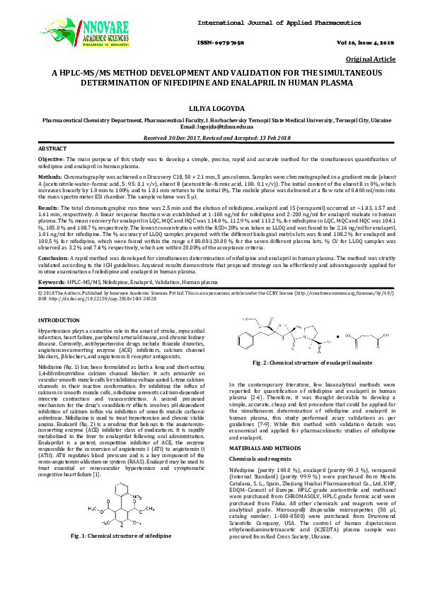 Pdf A Hplc Ms Ms Method Development And Validation For The Simultaneous Determination Of