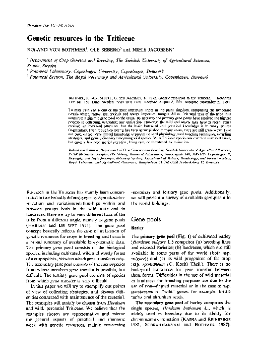(PDF) Genetic resources in the Triticeae (PDF) Genetic resources in the Triticeae