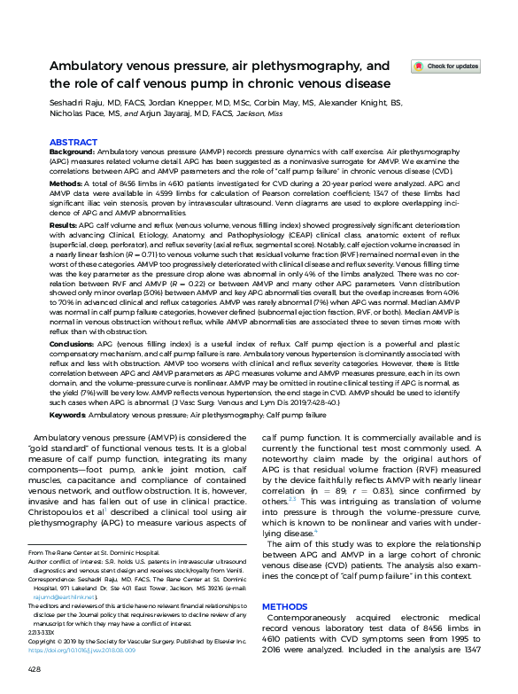 (PDF) Ambulatory venous pressure, air plethysmography, and the role of ...