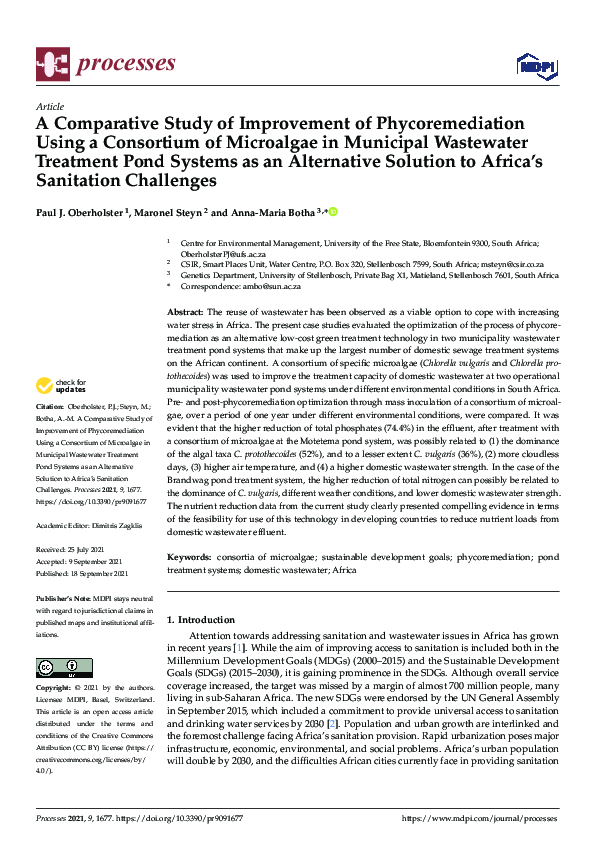 (PDF) Enhancing Wastewater Treatment with Microalgae