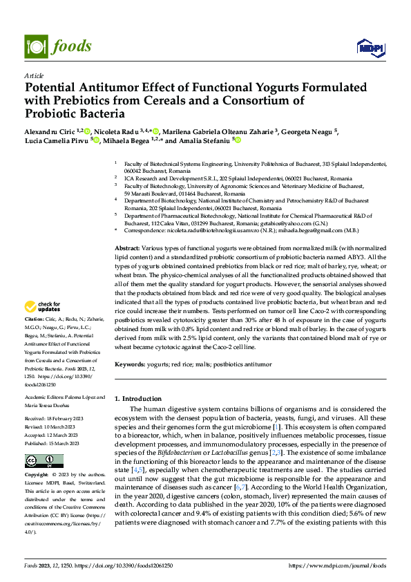 (PDF) Potential Antitumor Effect of Functional Yogurts Formulated with ...