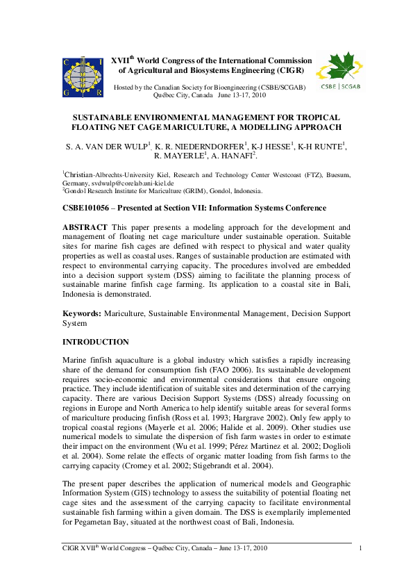 (PDF) Sustainable Environmental Management for Tropical Floating Net ...