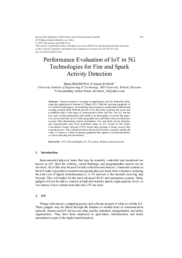 (PDF) Performance Evaluation of IoT in 5G Technologies for Fire and ...
