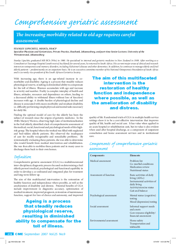 (PDF) Comprehensive geriatric assessment
