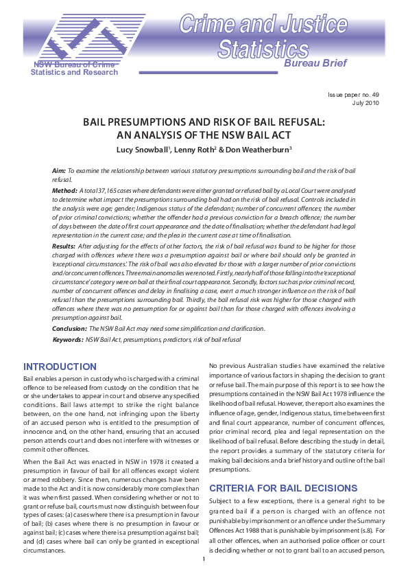 (PDF) Bail presumptions and risk of bail refusal: An analysis of the ...