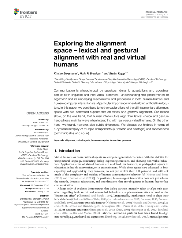 Pdf Exploring The Alignment Space – Lexical And Gestural Alignment