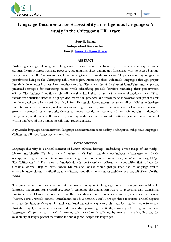 (PDF) Language Documentation Accessibility in Indigenous Languages: A ...