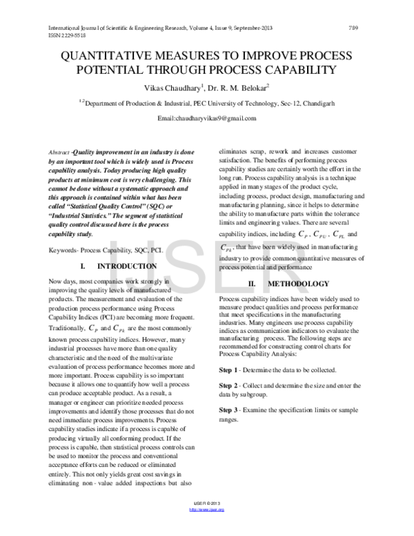 (PDF) Quantitative Measures to Improve Process Potential Through ...