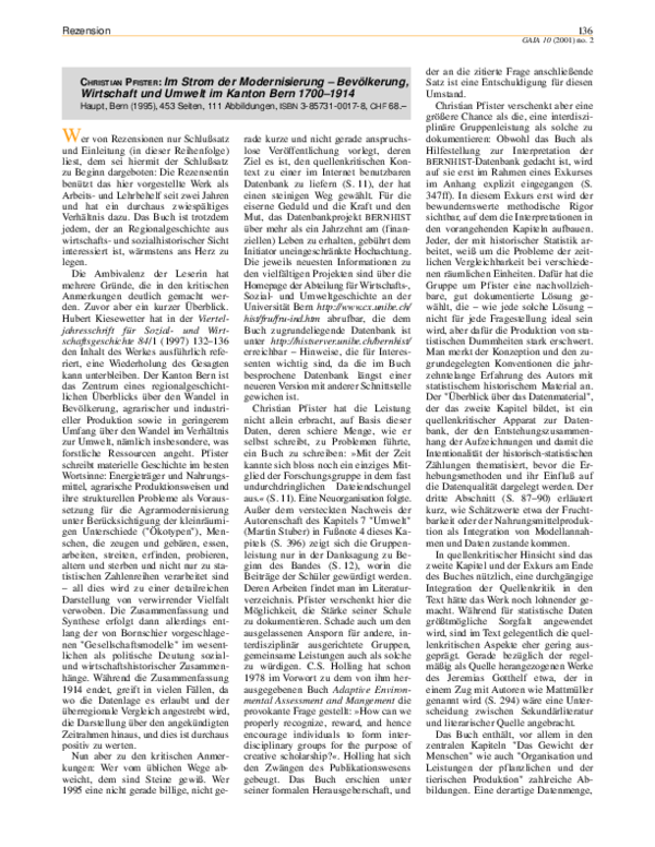 (PDF) Christian Pfister: Im Strom der Modernisierung – Bevölkerung ...