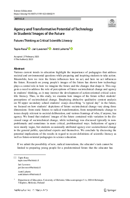 (PDF) Agency and Transformative Potential of Technology in Students ...
