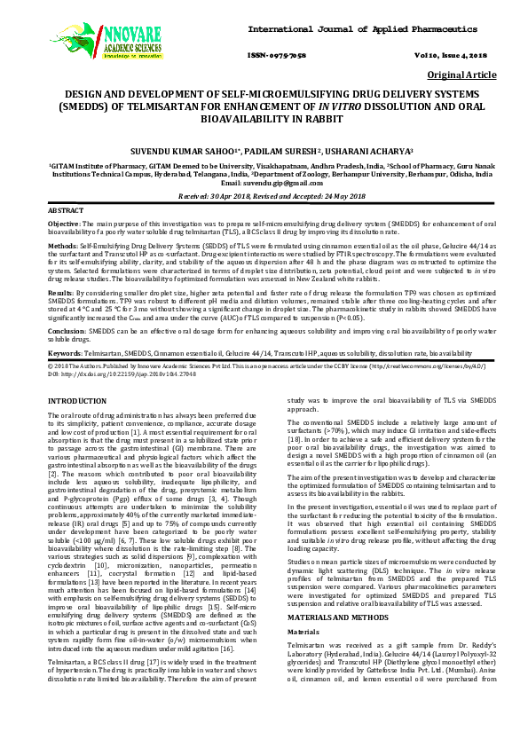 (PDF) DESIGN AND DEVELOPMENT OF SELF-MICROEMULSIFYING DRUG DELIVERY ...
