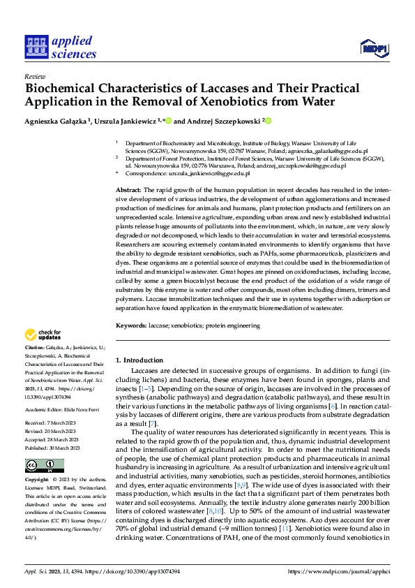 (PDF) Biochemical Characteristics of Laccases and Their Practical Application in the Removal of ...