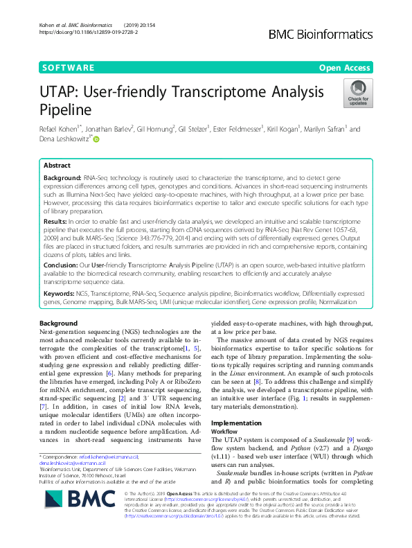 (PDF) UTAP: User-friendly Transcriptome Analysis Pipeline